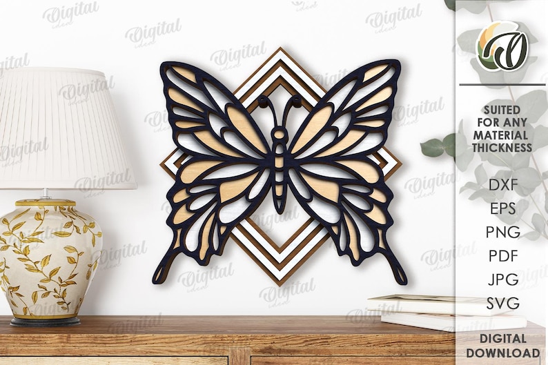 Bundel 3D decoratieve muurdecors, gelaagde muurborden lasergesneden ...