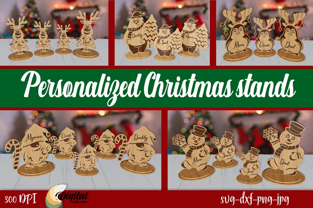 Personalized Christmas Stands Laser Cut, Christmas Family Decor 3D ...