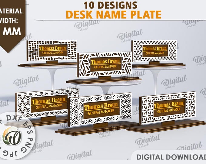 Desk Nameplate Laser Cut File, Desktop Name Plate SVG Files, Vector ...