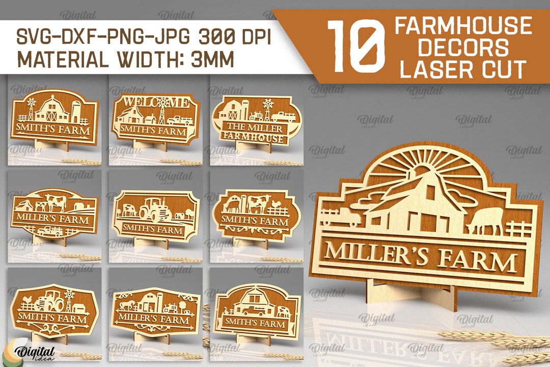 3D Farmhouse Signs Bundle, Personalized Farm Sign Layered Laser Cut ...