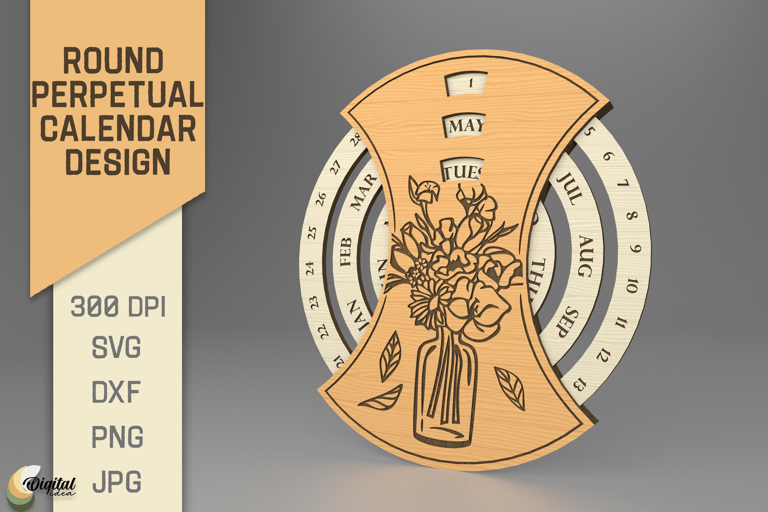 Round Perpetual Calendar Bundle, 3D Calendar Lasercut, Eternal Calendar ...