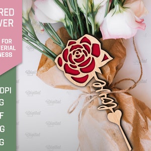 3D Wooden Flowers With Words Bundle, Layered Flower Laser Cut, Mother's ...