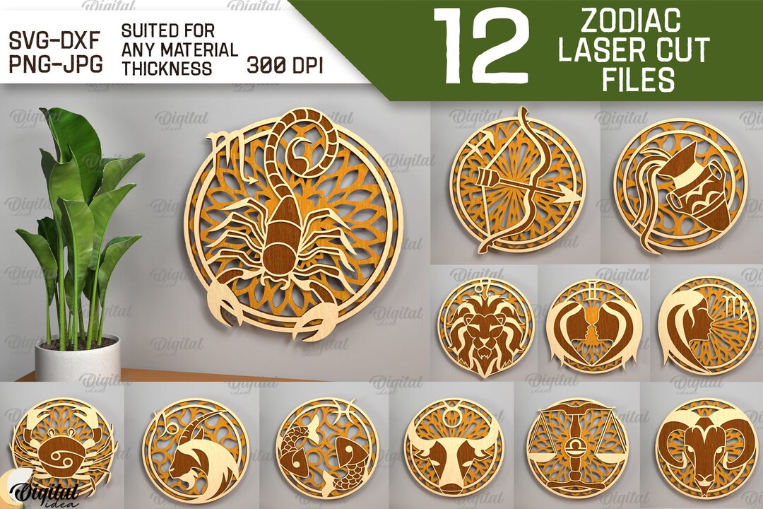 3D Zodiac Wall Decor Bundle, Star Sign Layered Laser Cut, Horoscope ...