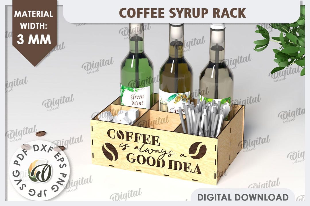 3D Coffee Syrup Bottle Rack, Coffee Organizer Laser Cut, Coffee Bar Box ...