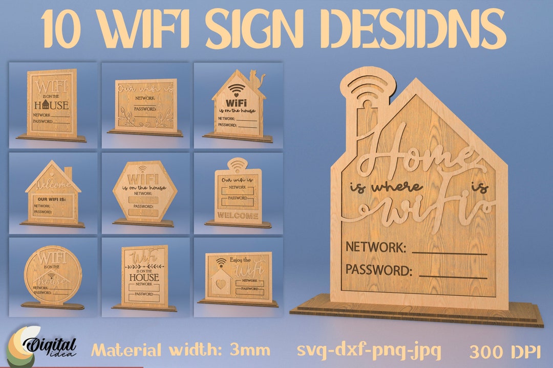 Wifi Sign Lasercut, 3D Wifi Password Tabletop Stand, Personalized Wifi ...