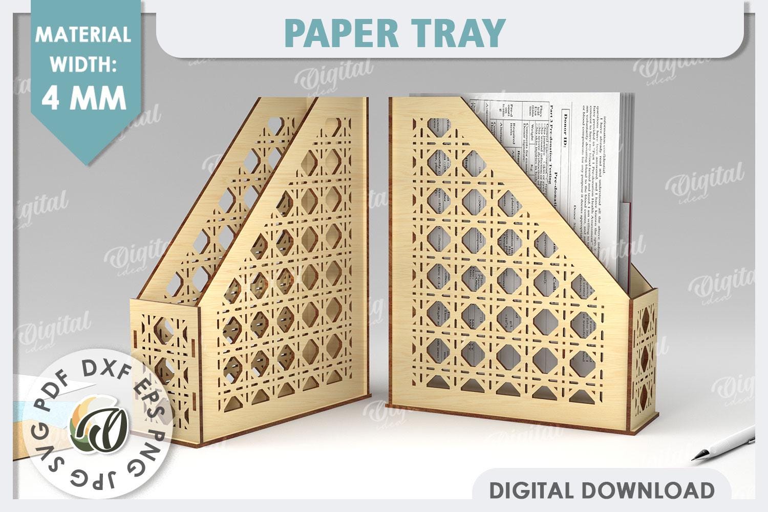 3D Paper Trays Bundle, Paper Desk Organizer Laser Cut, Document Storage ...
