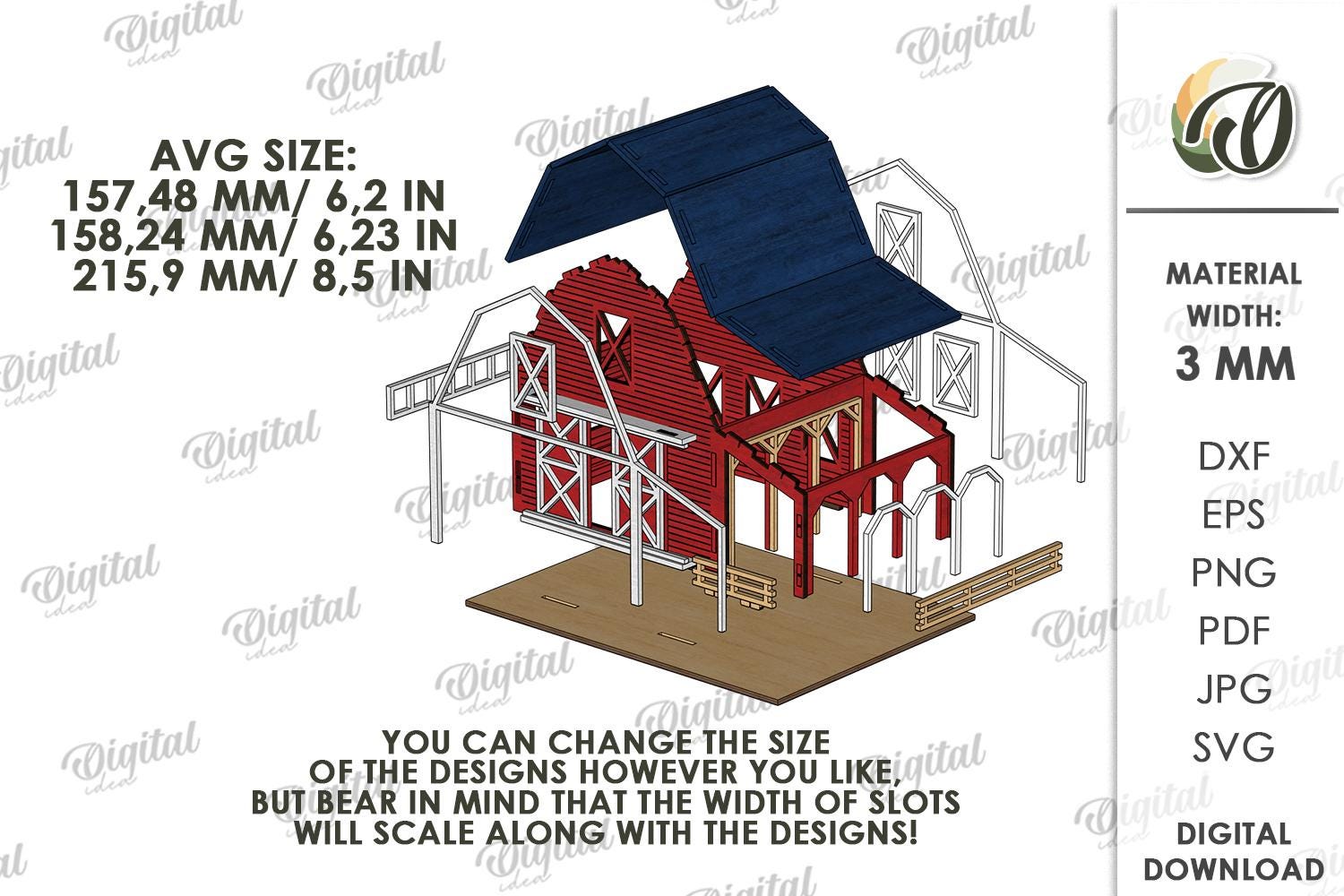 3D Farm Bundle, Farm Yard Laser Cut, Barn Model Svg, Wooden Shelf ...