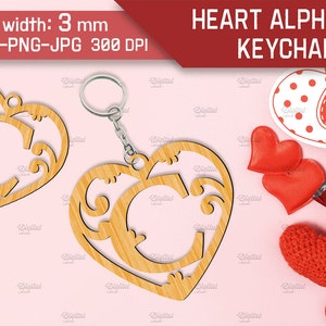Heart Alphabet Keychains Bundle, Valentine's Day Heart Tags ...