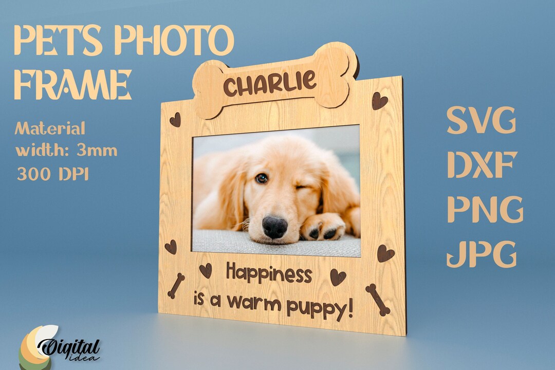 Personalized Dog Frame SVG, 3D Pet Photo Frame Laser Cut, Dogs Frame ...