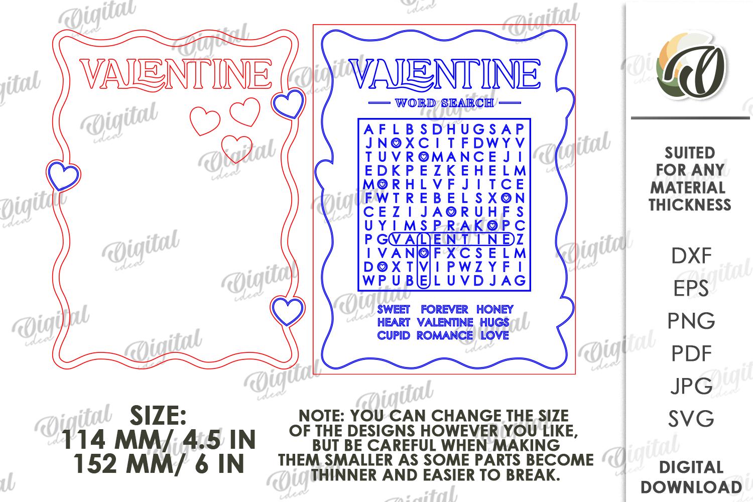3D Valentine's Day Word Search Signs Bundle, Vintage Layered Sign Laser ...