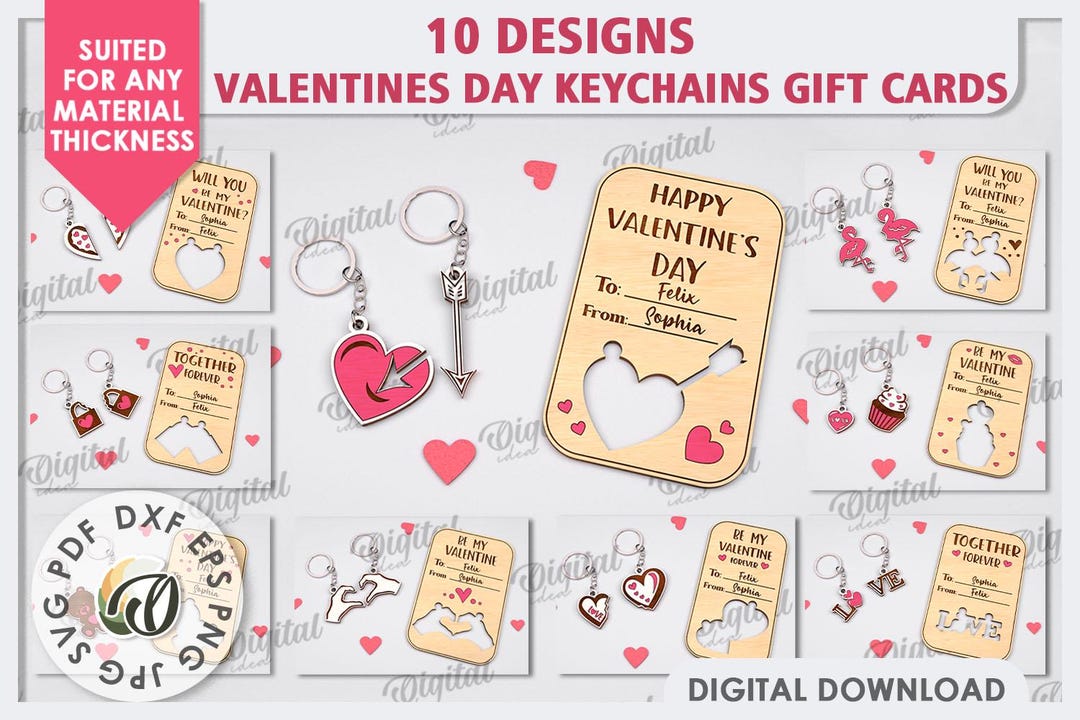 3D Valentine's Day Keychain Cards Bundle, Valentine Keychain Pop up ...