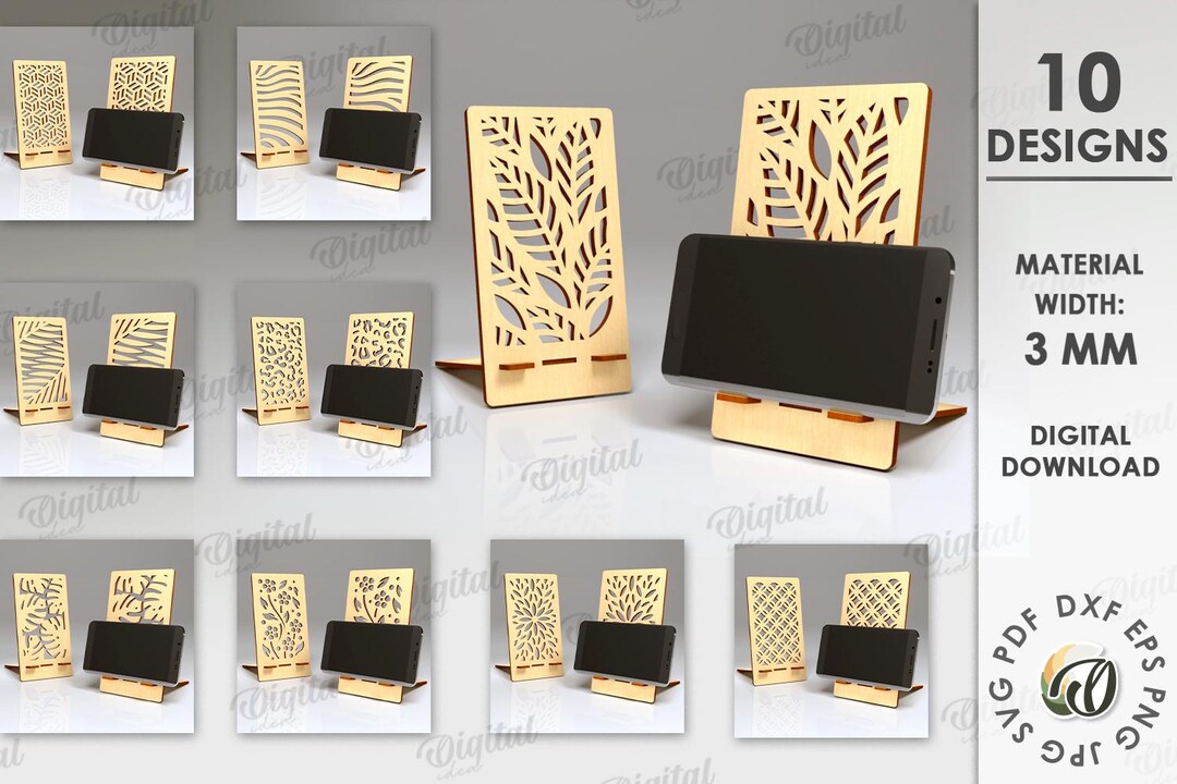 3D Phone Stands Laser Cut Bundle, Wooden Phone Stand With Pattern ...