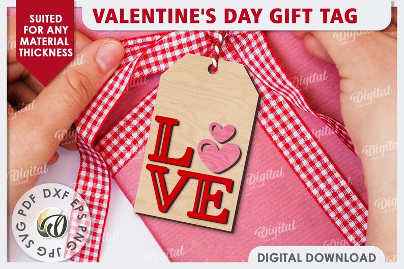 3D Valentine's Day Gift Tags Bundle, Valentines Present Tag Laser Cut ...