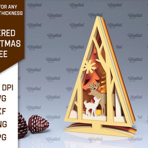 3D Layered Christmas Trees Bundle, Christmas Pine Tree Laser Cut ...