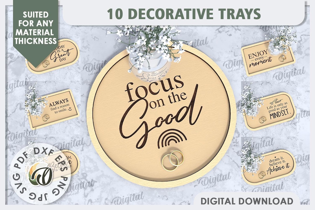 3D Decorative Trays Bundle, Board Laser Cut, Treat Tray Svg ...