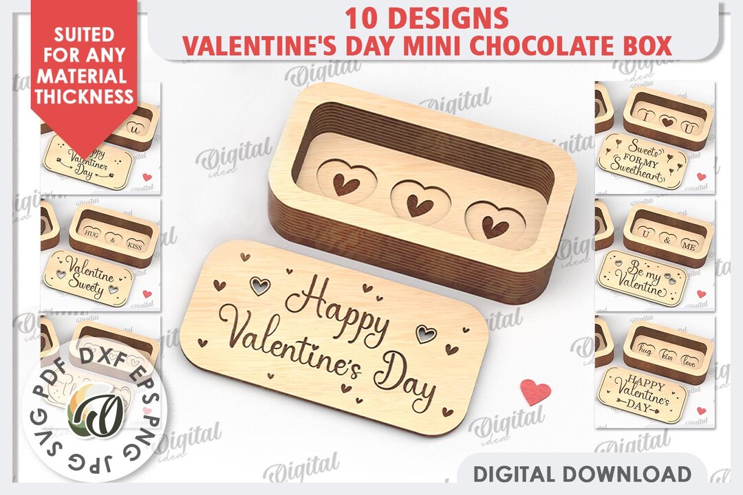 3D Valentine's Day Mini Chocolate Boxes Bundle, Valentine Candy Holder ...