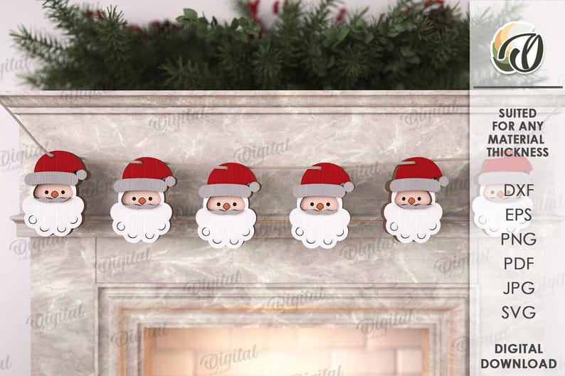 3D Christmas Garlands Bundle, Xmas Layered Ornament Laser Cut ...