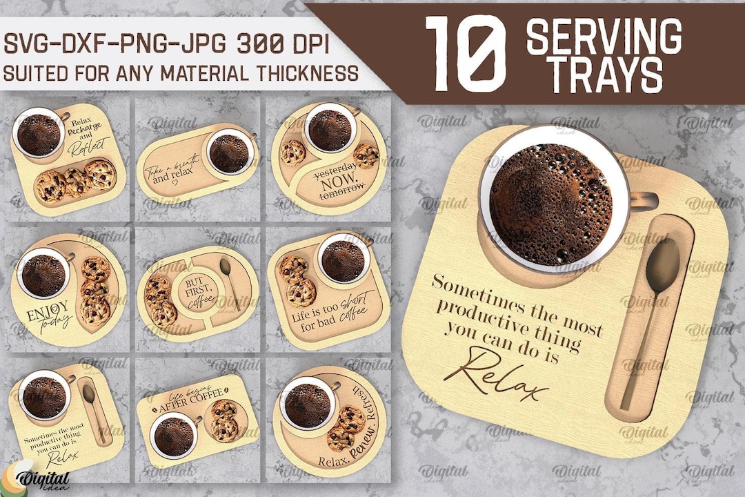 3D Serving Trays Bundle, 3D Coffee Board Laser Cut, Treat Board Svg ...