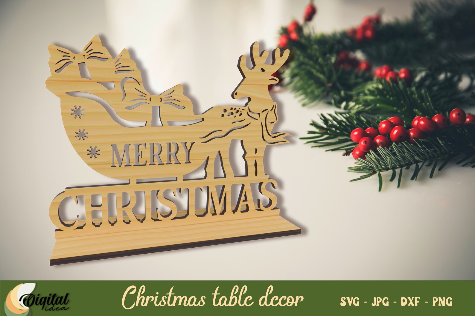 3D Lasercut Christmas Table Set, Christmas Laser Cut Table Top Decor ...
