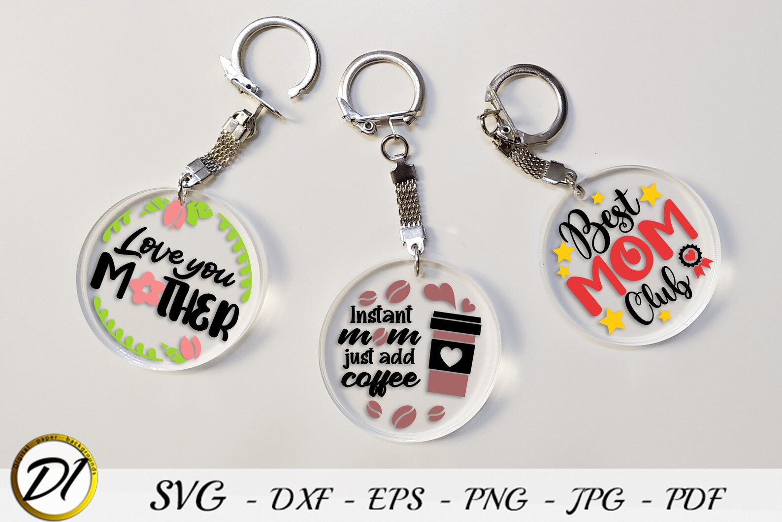 Mother's Day Keychain SVG, Round Keychain Mom Svg, Mother's Day Round ...