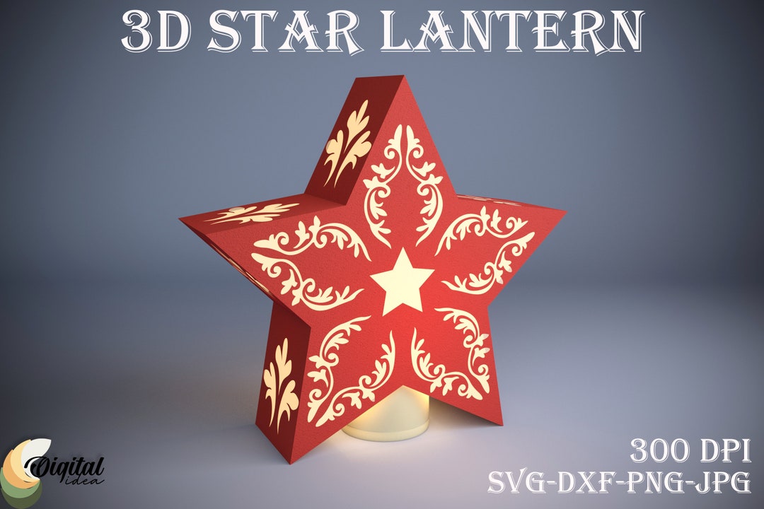 Christmas 3D Star Lantern, Papercut Lantern Template, Star Shaped Lamp ...