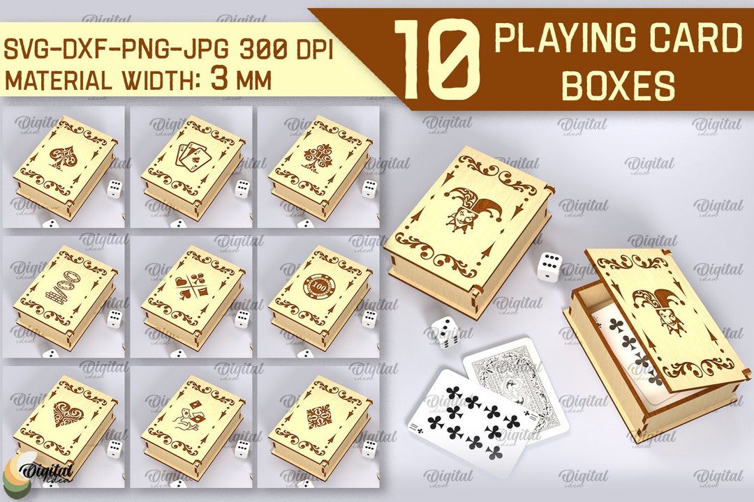 3D Playing Card Boxes Bundle, 3D Laser Cut, Wooden Playing Cards Holder ...