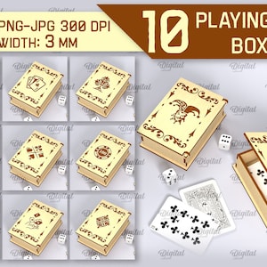 3D Playing Card Boxes Bundle, 3D Laser Cut, Wooden Playing Cards Holder ...