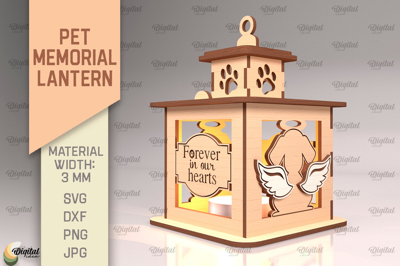 3D Pet Memorial Lantern Bundle, Memorial Lanterns Laser Cut, 3D Tea ...
