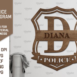 Police Monogram Alphabet Bundle, Police Badge Laser Cut, Personalized ...