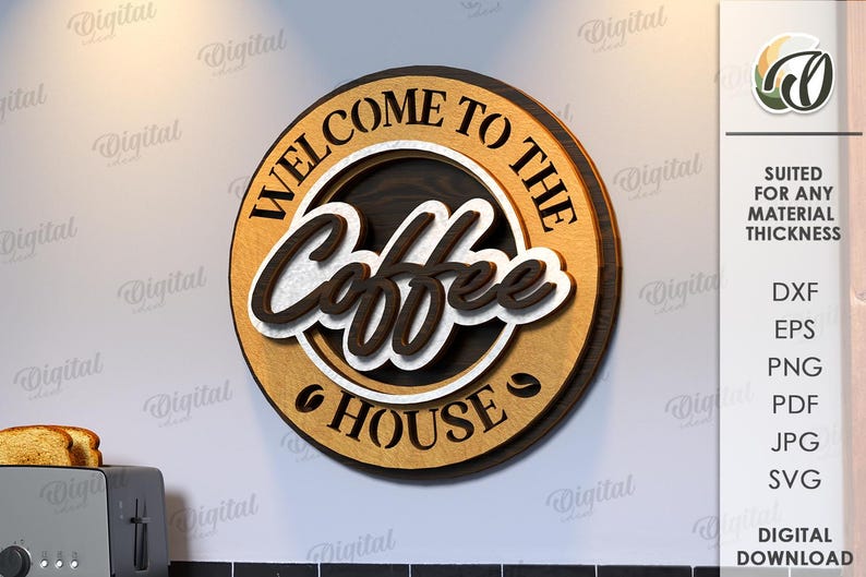 3D Coffee Signs Bundle, Kitchen Sign Laser Cut, Wooden Retro Layered ...