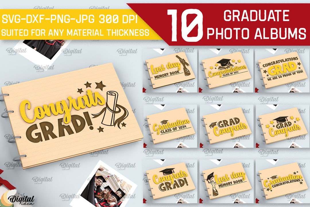 3D Graduation Album Covers Bundle, Wooden Photo Album Cover Lasercut ...