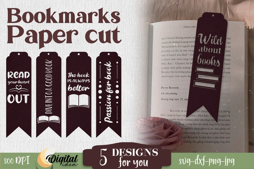 Bookmarks Paper Cut SVG, Read SVG, Bookmark With Quotes, Reading ...