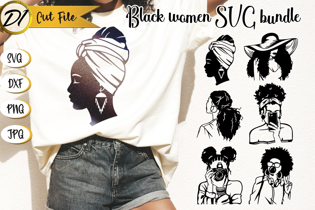 Black Women SVG, Afro Women Svg Bundle, Black Woman Face Svg, Black ...
