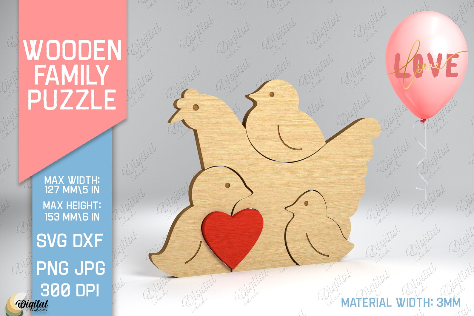 Chicken Family Puzzle, 3D Laser Cut Puzzle SVG, Cute Animal Family ...