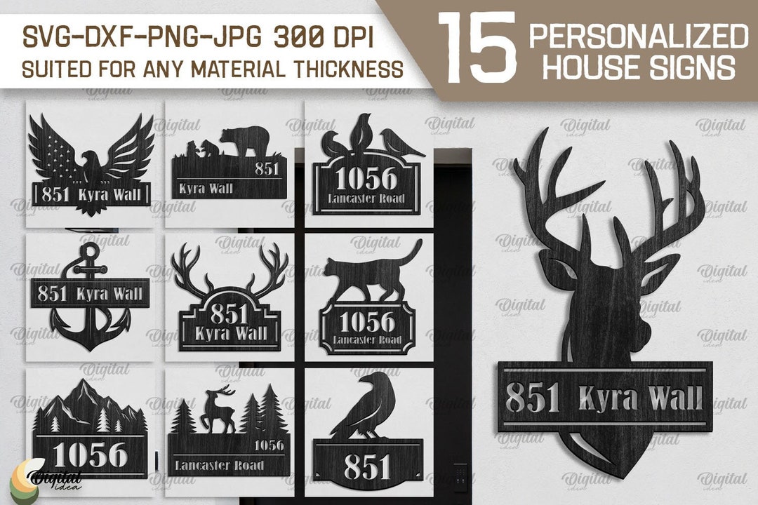 Personalized House Signs Bundle, Custom Address Sign Laser Cut, House ...