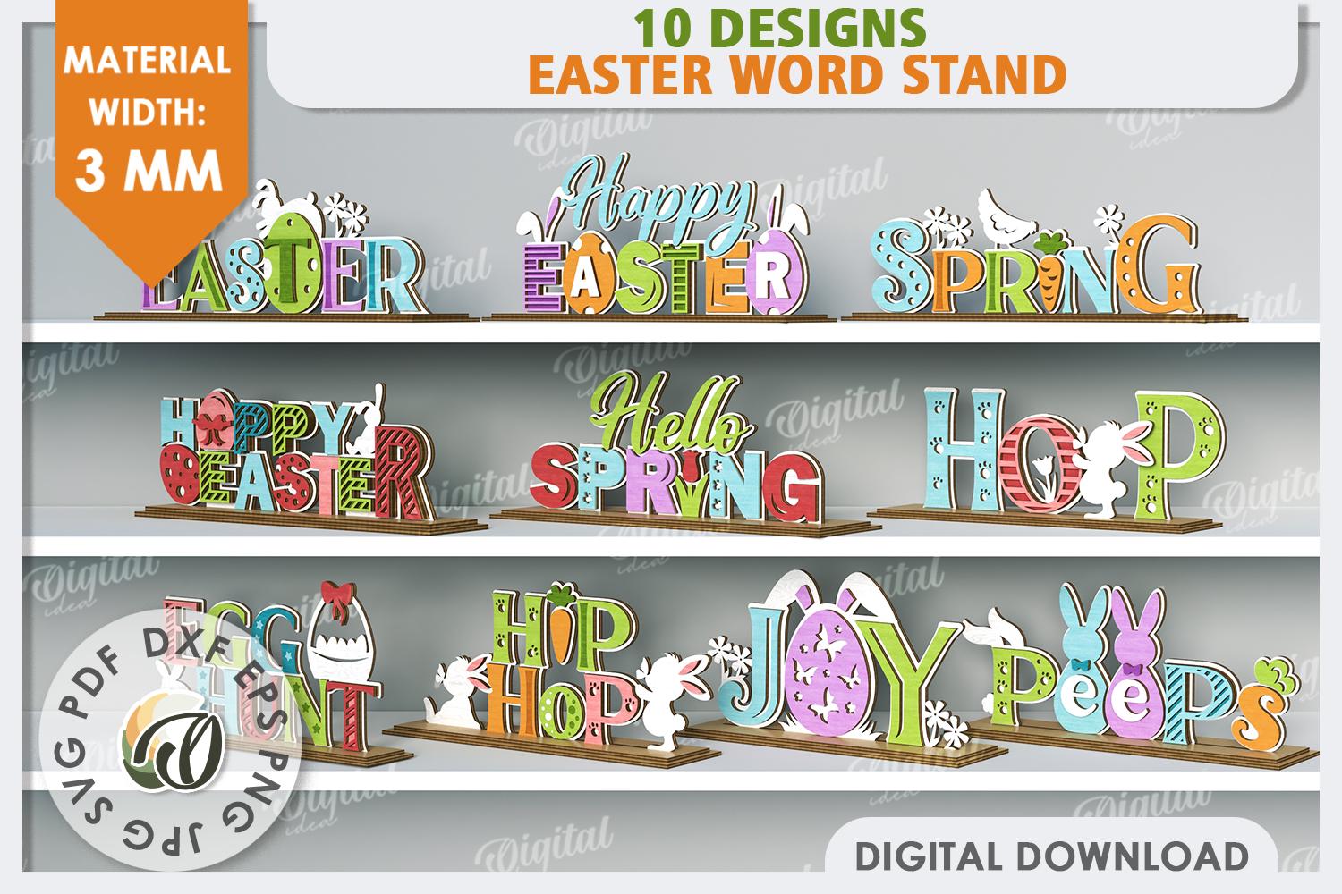 3D Easter Word Stands Bundle, Layered Easter Decoration Laser Cut ...