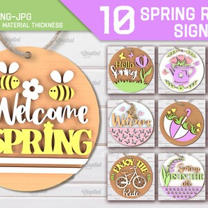3D Spring Round Signs Bundle, Welcome Spring Svg, Round Layered Sign ...