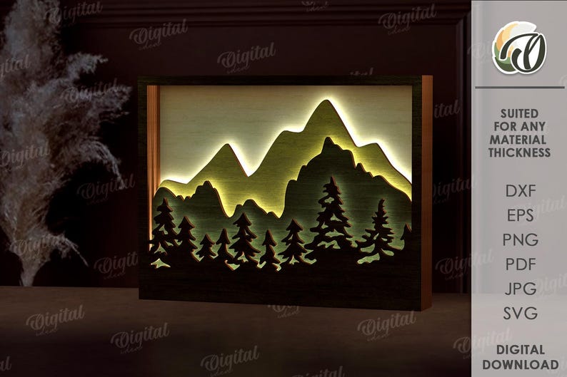 3D Light up Wall Decors Bundle, Nature Scene Lightbox Laser Cut, Shelf ...