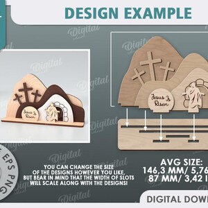 3D Easter Scene Stand, Jesus is Risen SVG, Religious Layered Stand ...
