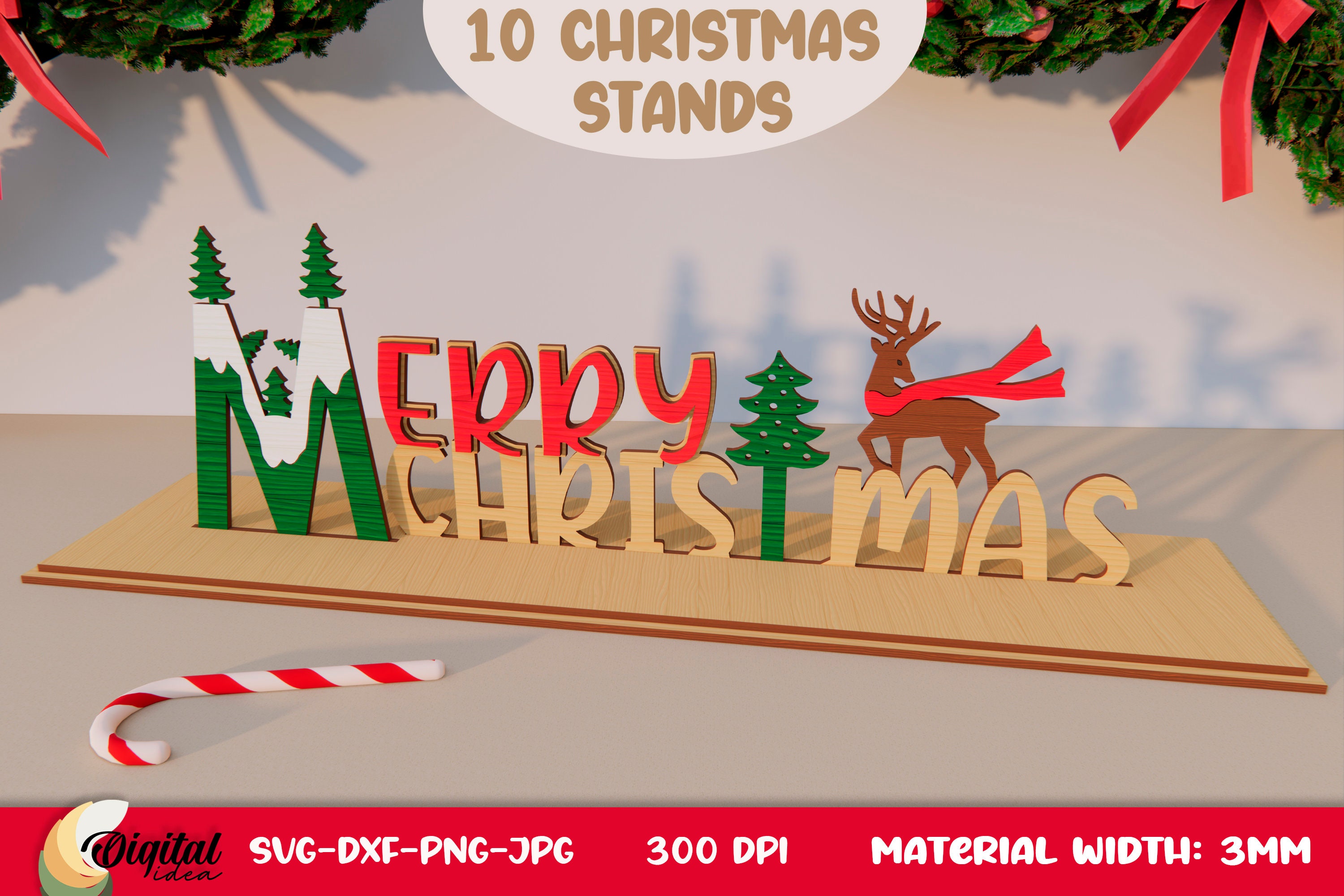 Christmas Standing Wooden Signs Bundle, Xmas Stands Laser Cut Files ...
