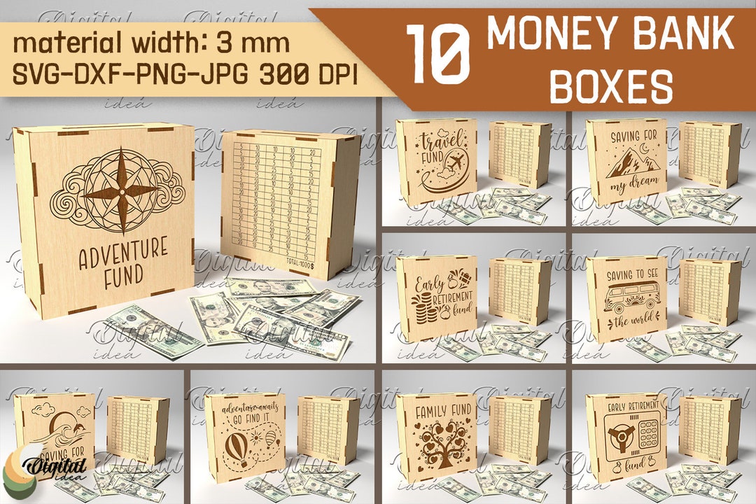 3D Money Bank Box Bundle, Target Piggy Bank Box, Money Holder Laser Cut ...