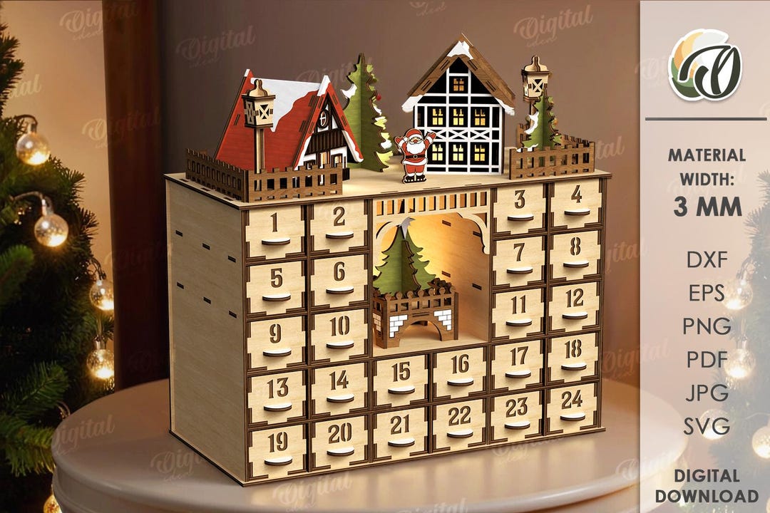 3D Christmas Advent Calendar Bundle, Advent Countdown With Boxes Laser ...