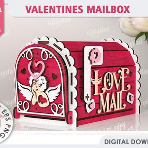 3D Valentine's Day Mailboxes Bundle, Valentine Love Mail Laser Cut ...