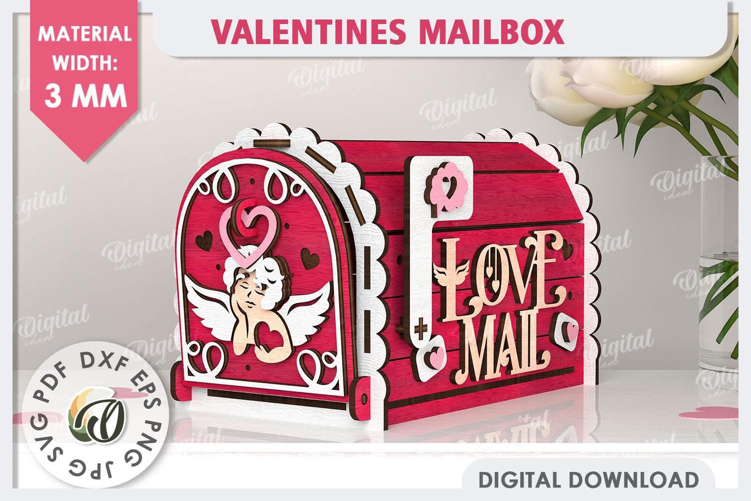 3D Valentine's Day Mailboxes Bundle, Valentine Love Mail Laser Cut ...