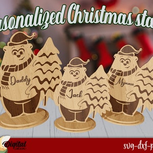 Personalized Christmas Stands Laser Cut, Christmas Family Decor 3D ...