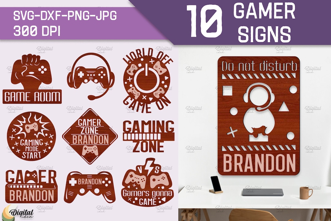 Gamer Sign Bundle, Video Game Sign Laser Cut, Gamer Zone Svg, Gamer ...