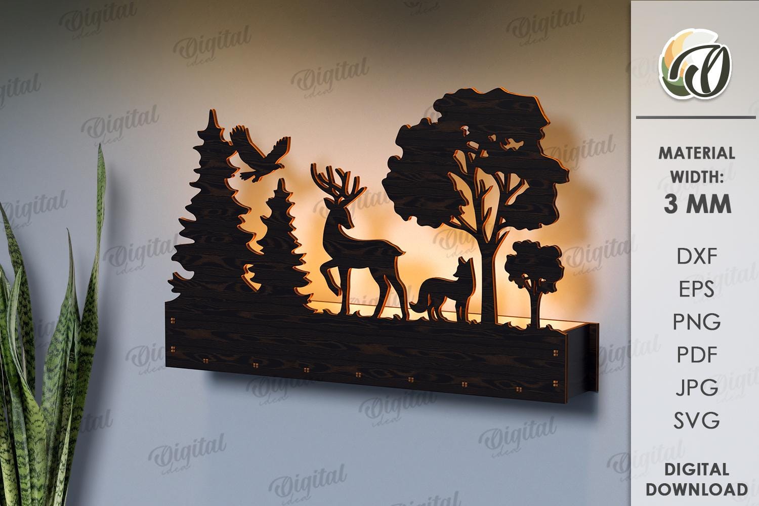 3D Led Wall Art Bundle, Nature Scene Lightbox Laser Cut, Wooden Led ...