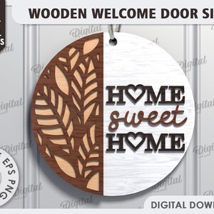 3D Wooden Welcome Door Sign Bundle, Home Hanging Sign Laser Cut, Home ...