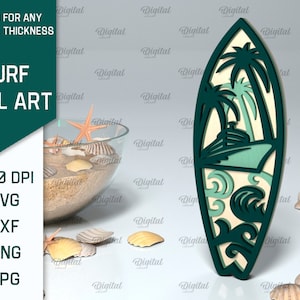 3D Surf Board Signs Bundle, Summer Layered Sign Laser Cut, Tropical SVG ...