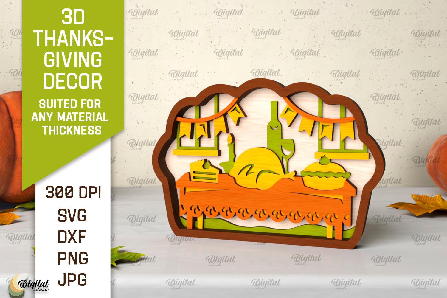 3D Thanksgiving Layered Decor Bundle, 3D Fall Standing Laser Cut ...